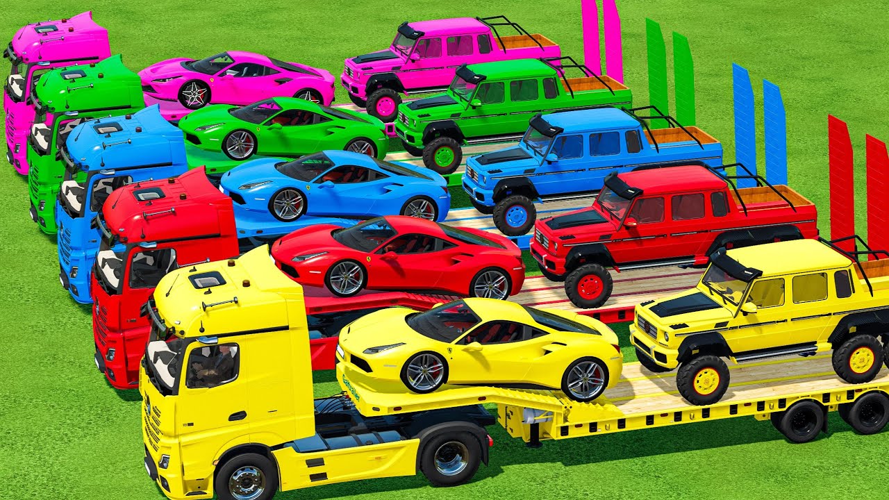 ASTON MARTIN CARS & MONSTER TRUCKS OF COLORS IN FS22 | FARMING ...