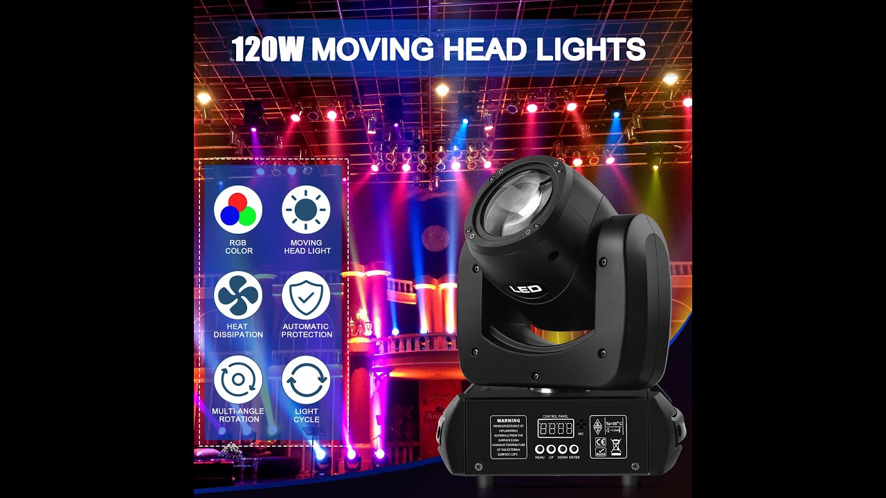 120WLED Moving Head Light RGBW Gobo Beam Stage Spot DJ Show - YouTube