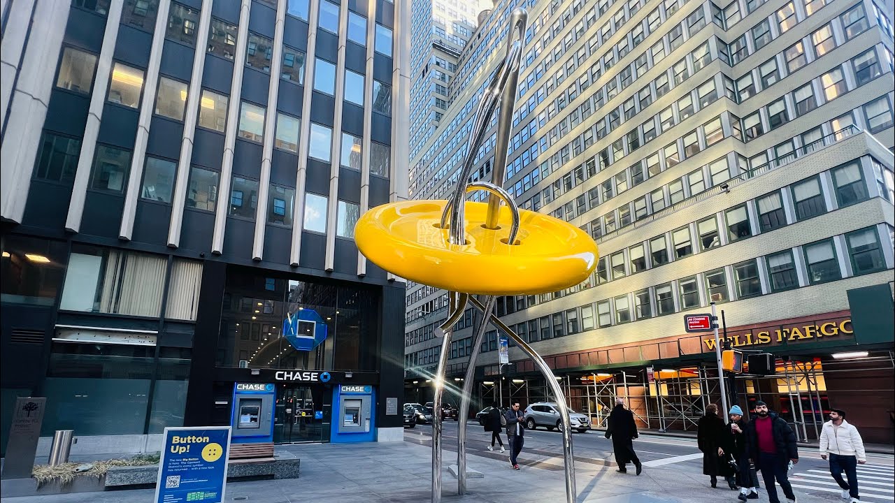 Big Button Sculpture, Garment District, New York City… - YouTube