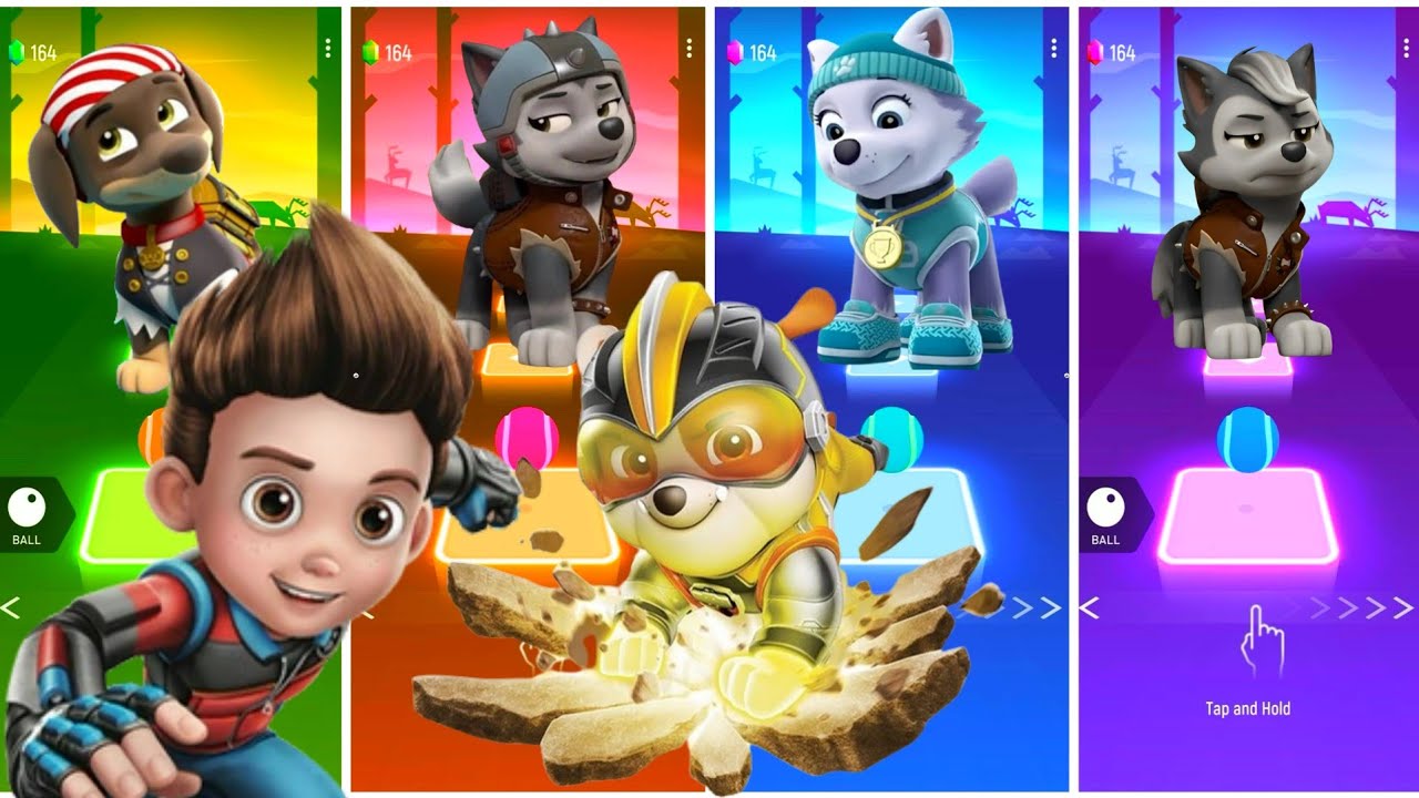 PAW Patrol: Arrby, Gasket, Everest, Ryder, Rubble in Tiles Hop ...