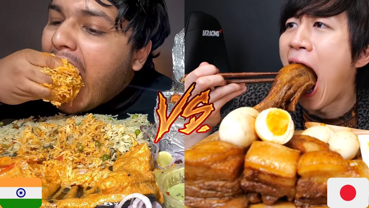 Indian Vs Japanese mukbangers (Pt2) - YouTube