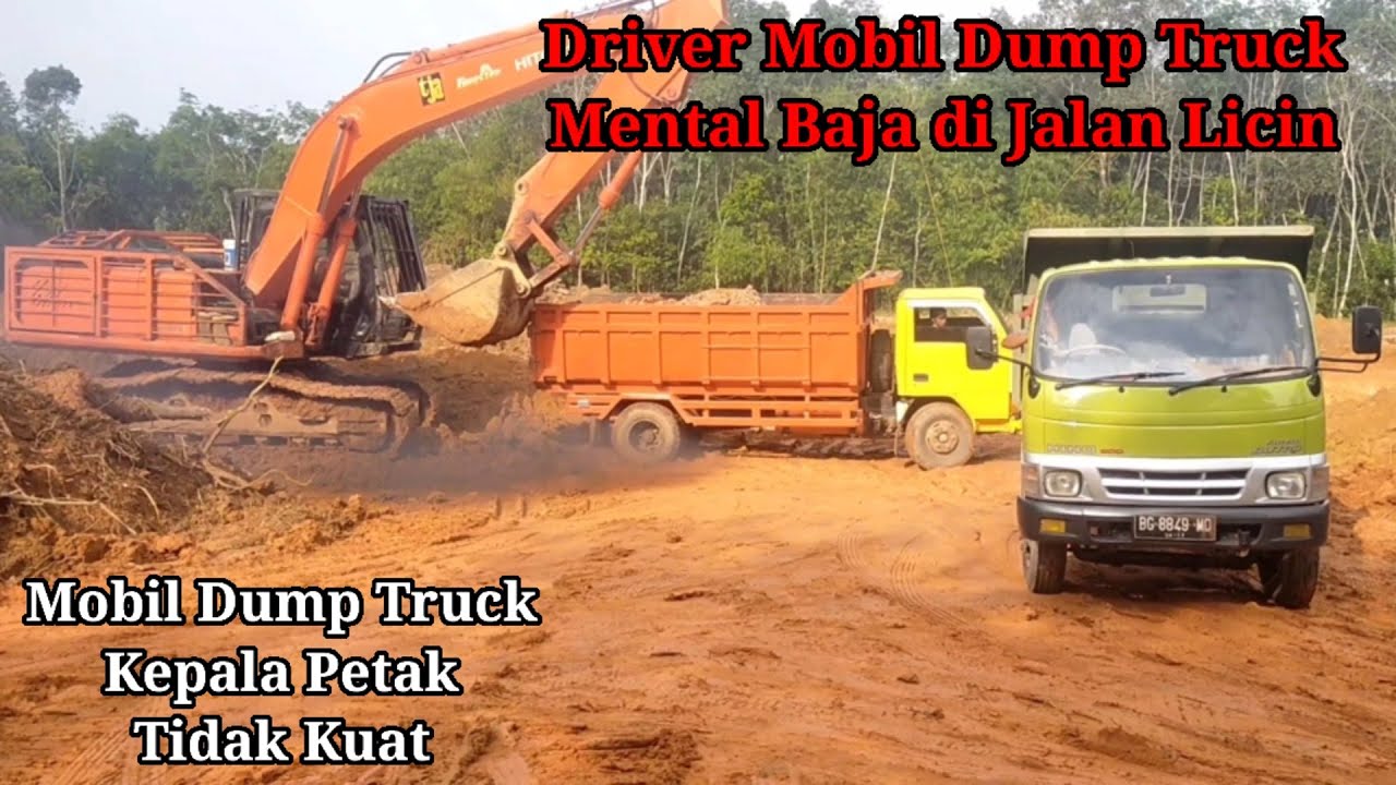 Antrian Dump Truk Muat Tanah - Area jalan Sangat Licin ‎/ Excavator Hitachi Alat Berat @Mr. Ledi ...