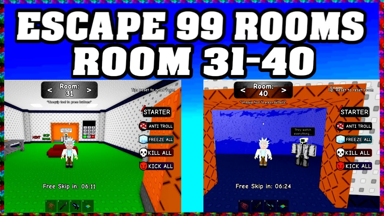 ROOM 31-40 ESCAPE 99 ROOMS Roblox Walkthrough [Full Guide English] 🗝️ ...