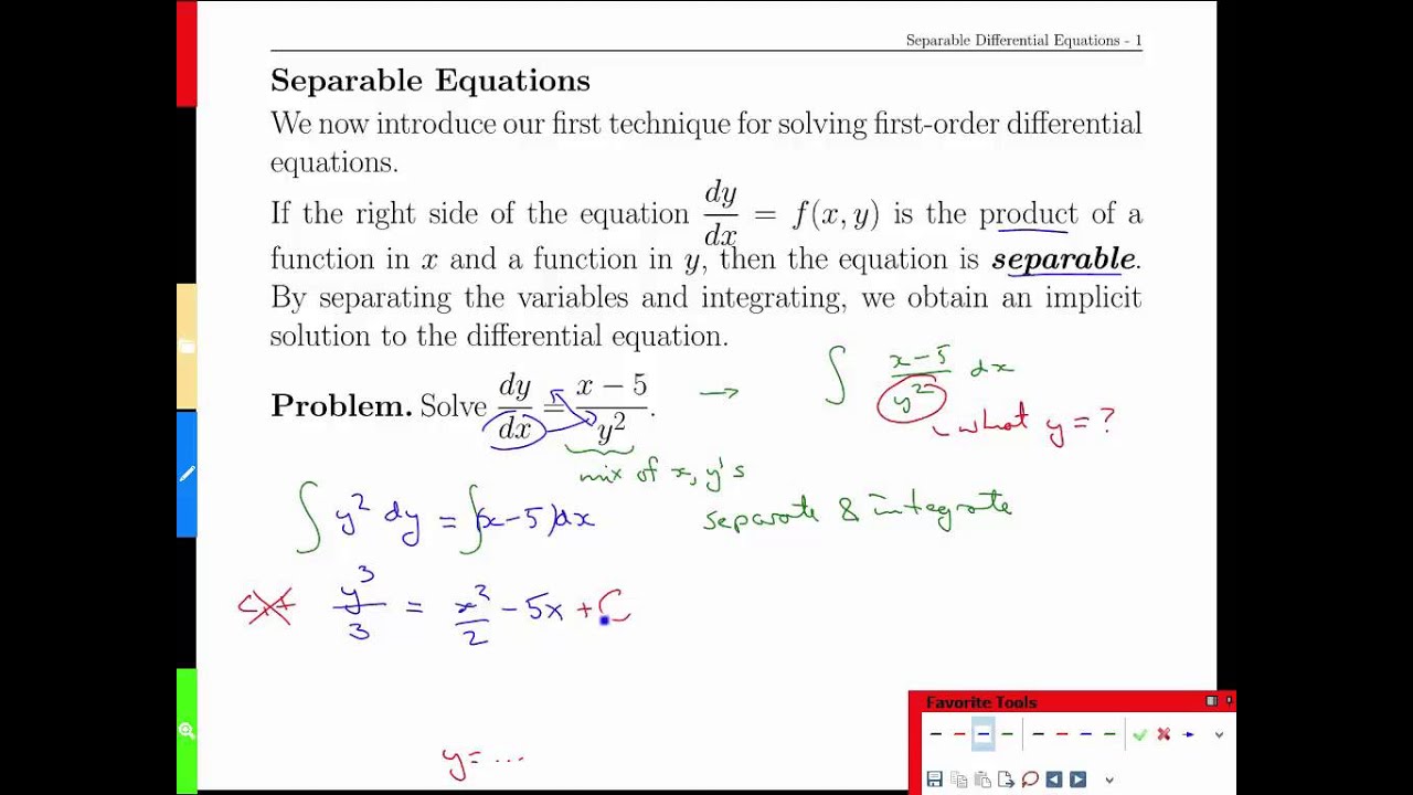 Week 1-6 Separable Differential Equations - YouTube