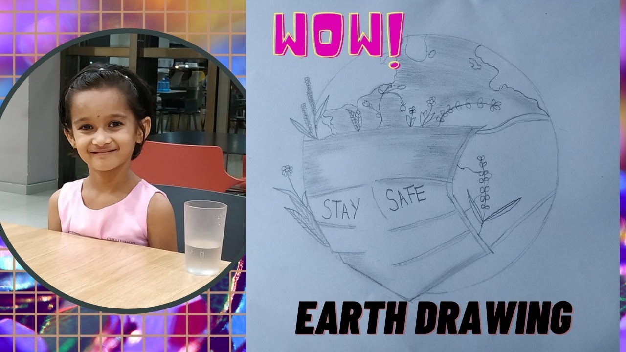 Earth Drawing with Mask and Corona prevention message. | Earth Mask ...