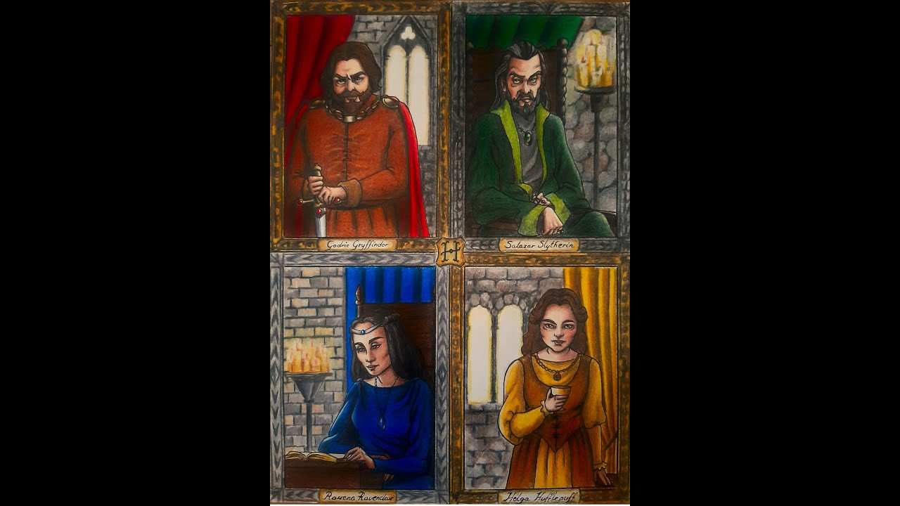 Cartoon Drawing | The 4 founders of Hogwarts Fanart inspired by the ...