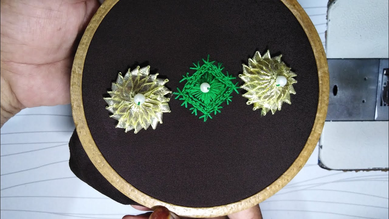 work hand embroidery #neack line design #beautiful flowers design # ...