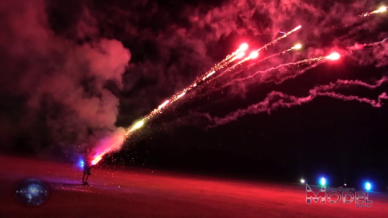RC Plane night flying into FIREWORKS Southern Model Show 2019 - YouTube