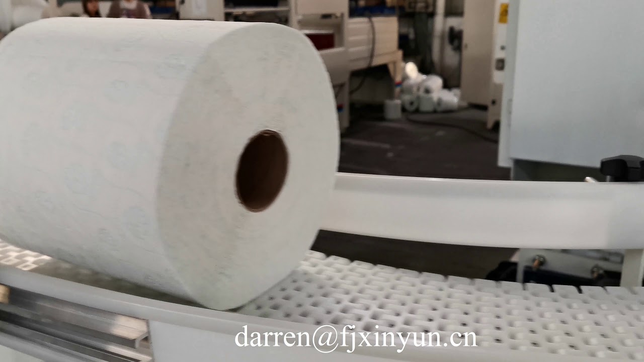 Automatic maxi roll kitchen towel paper production machine - YouTube