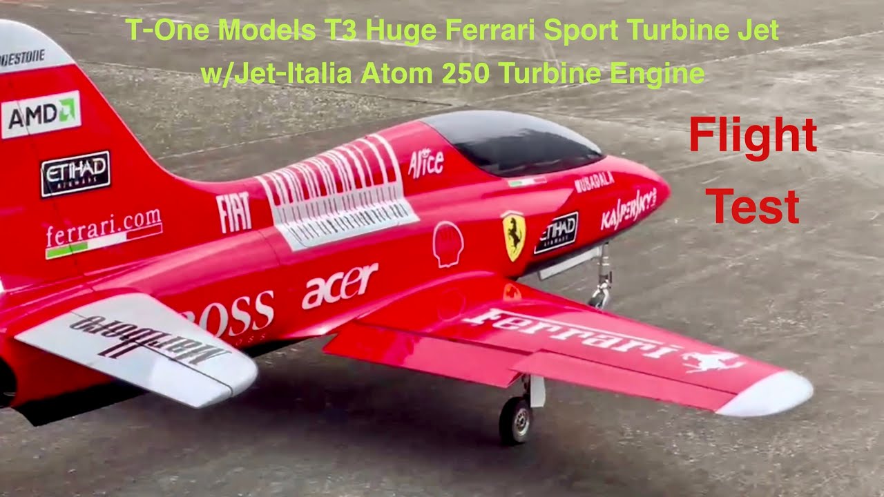 Flight Test - T-One Models T3 Huge Ferrari Sport Turbine Jet w/Jet ...