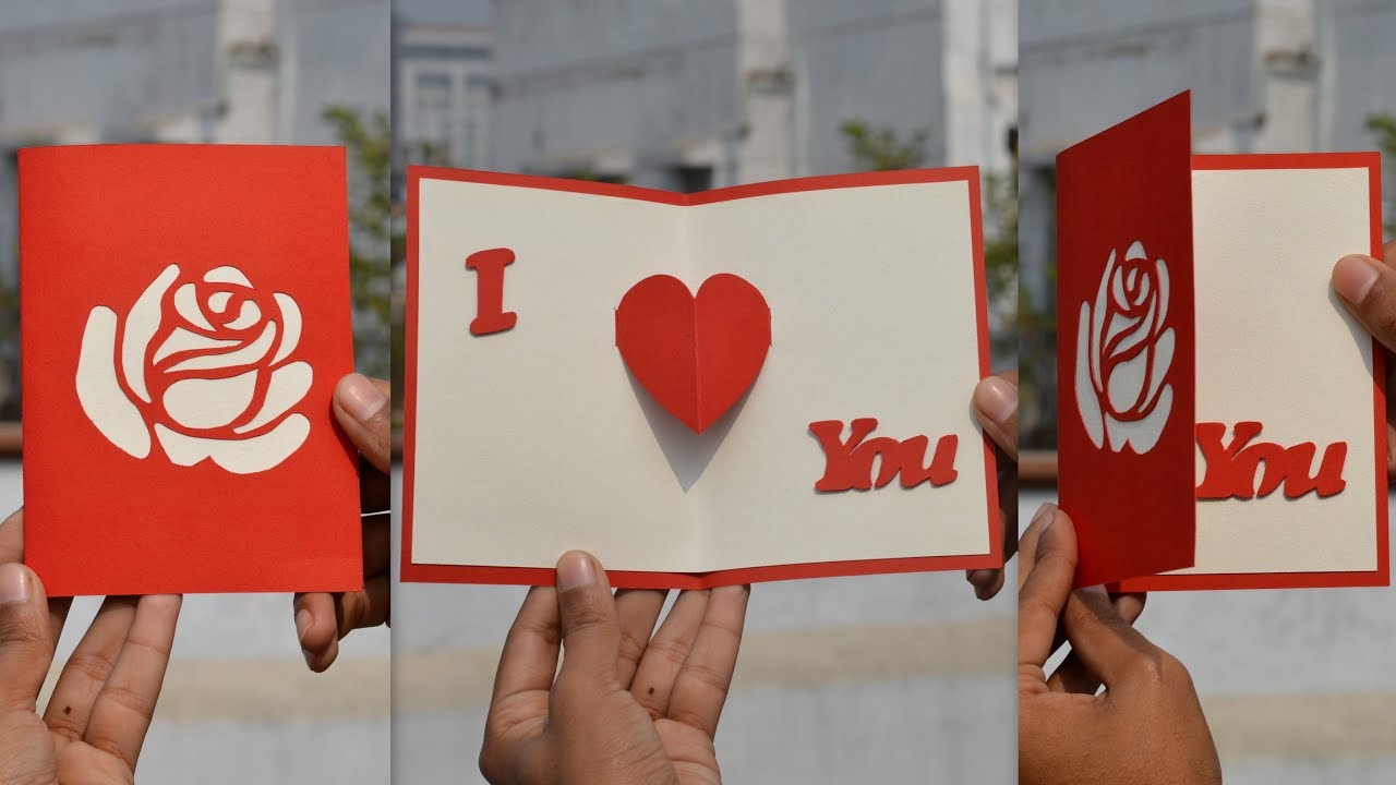 DIY - I Love You Pop up Card | Valentine Card | Download the template ...