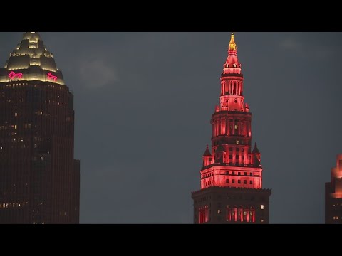 Terminal Tower lit up orange in honor of 3News' Jim Donovan and ...
