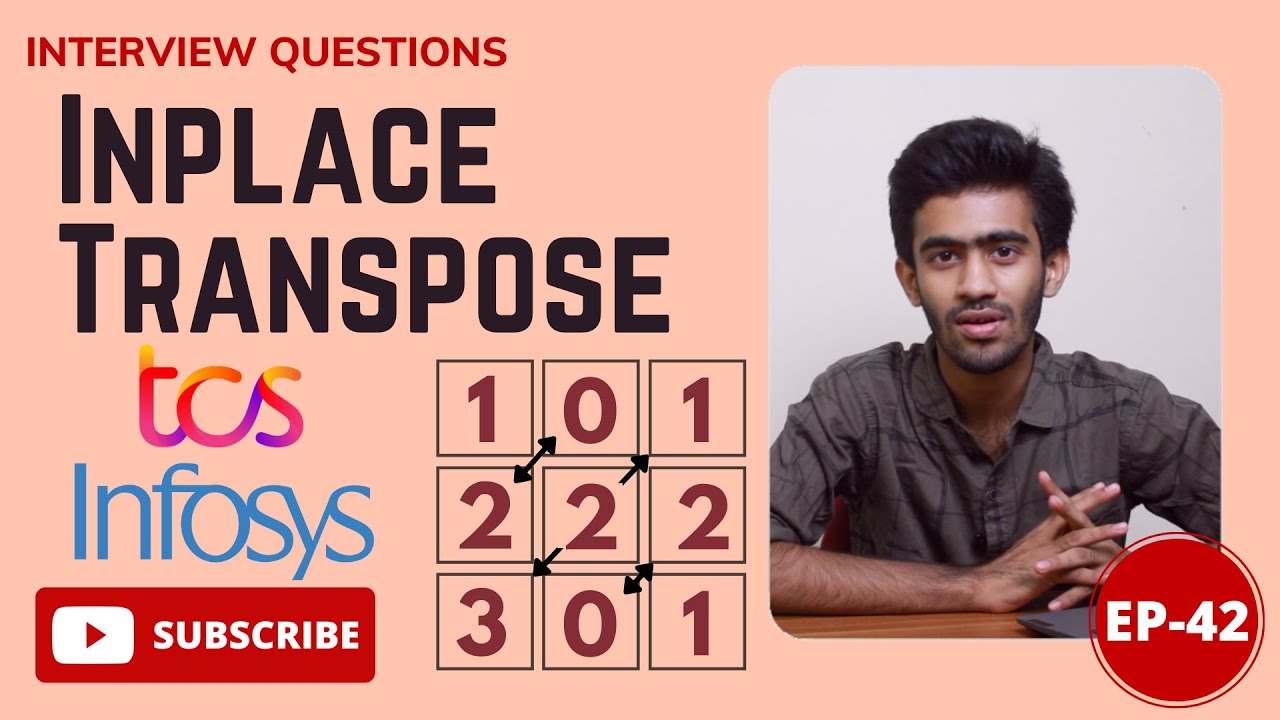 Inplace Transpose TCS Infosys Coding Question Daily Dose Ep 42 inplace-transpose-tcs-infosys-coding-question-daily-dose-ep-42