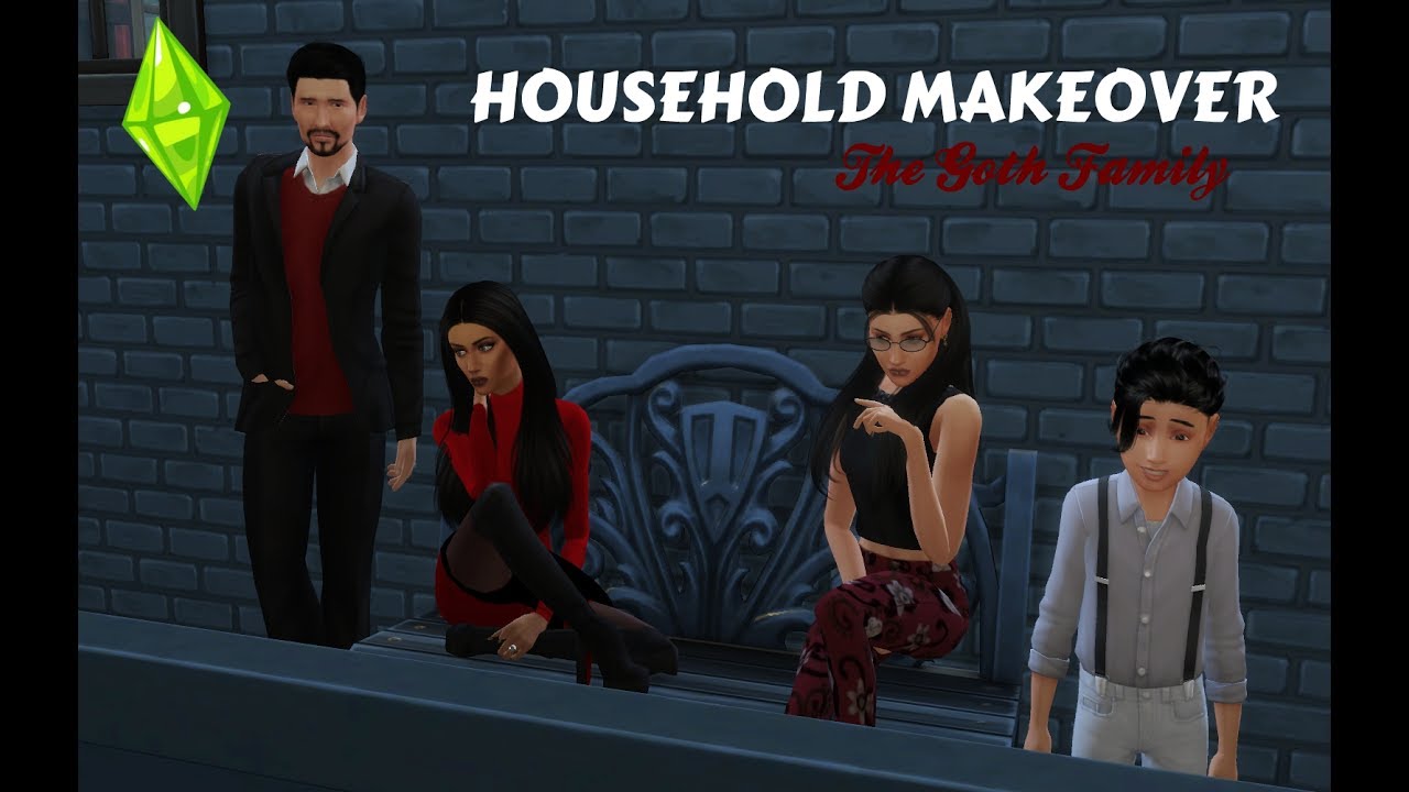The Sims 4 // Household Makeover - The Goth Family - YouTube