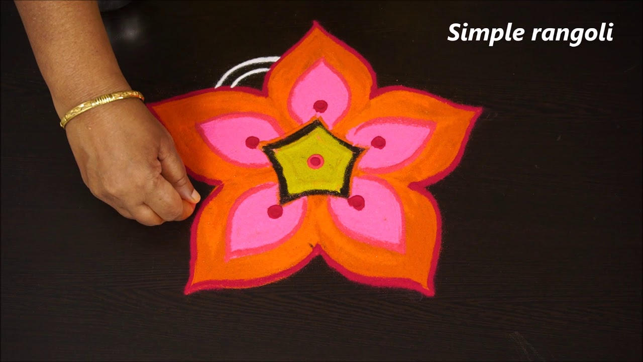 Simple and easy rangoli for beginners | Small kolam by simple rangoli ...