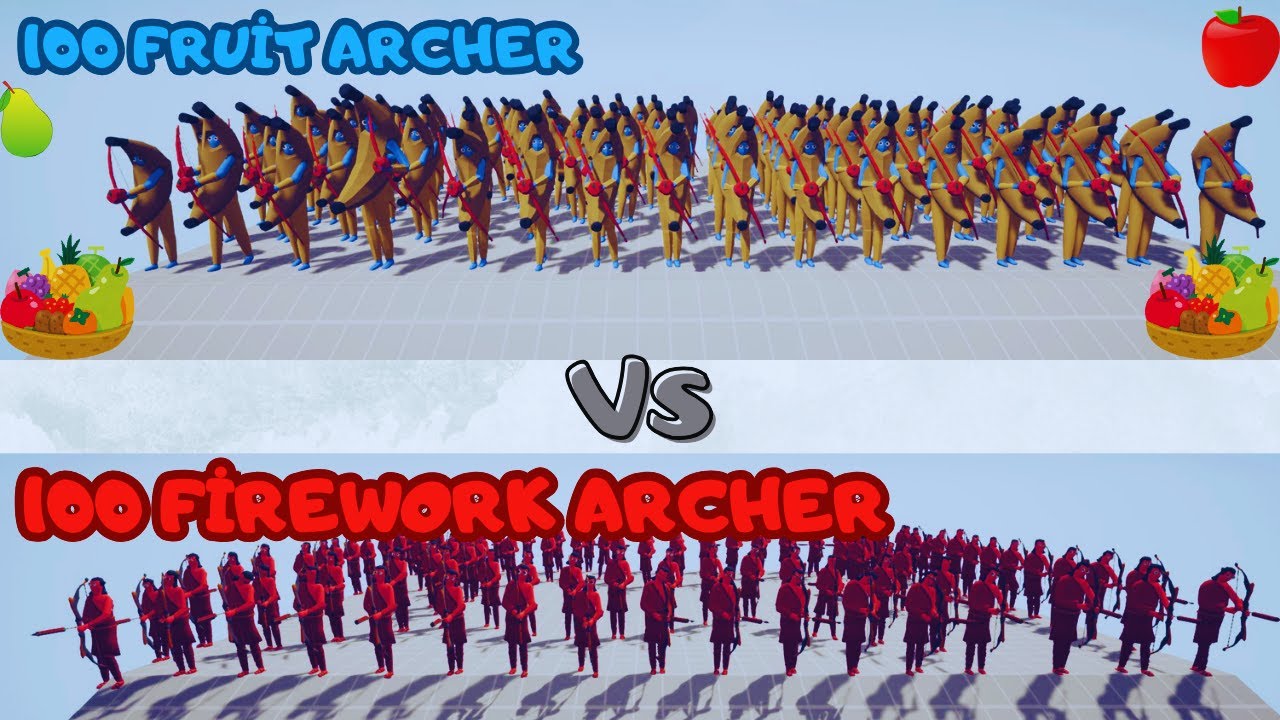 100x FİREWORK ARCHER vs 100x FRUİT ARCHER l Totally Accurate Battle ...