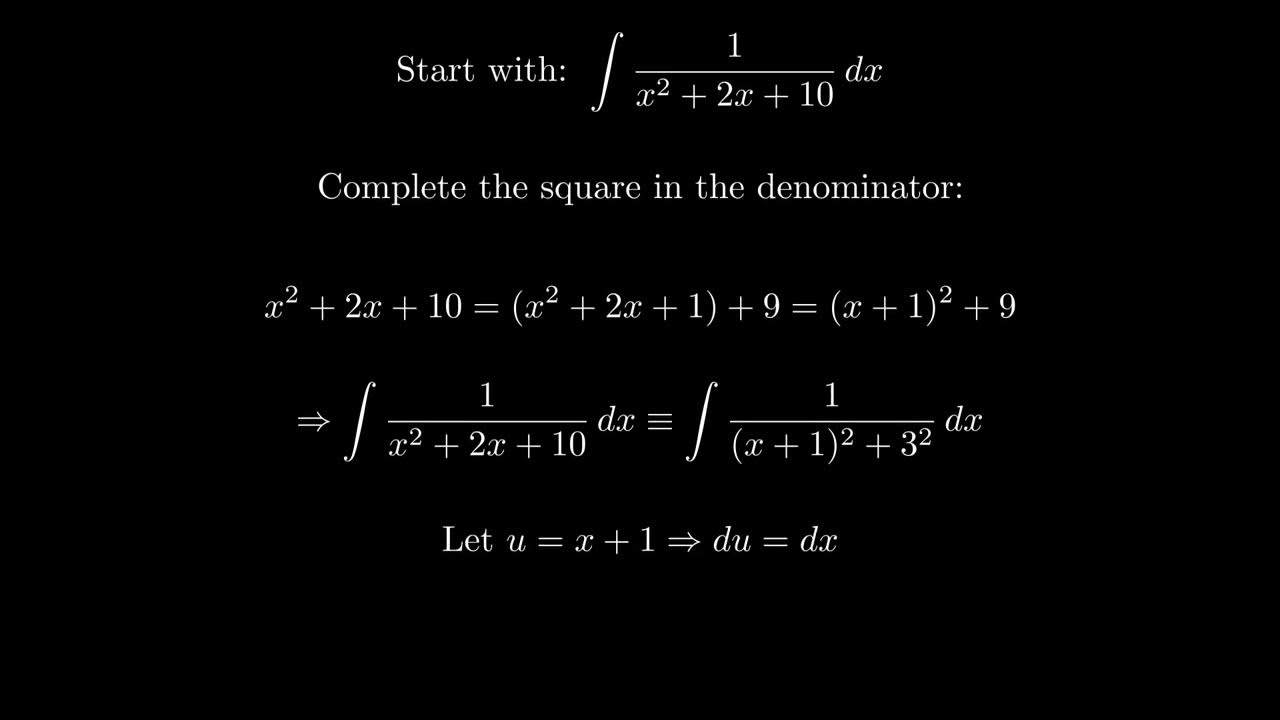 Integration: Completing the square and u-substitution - YouTube