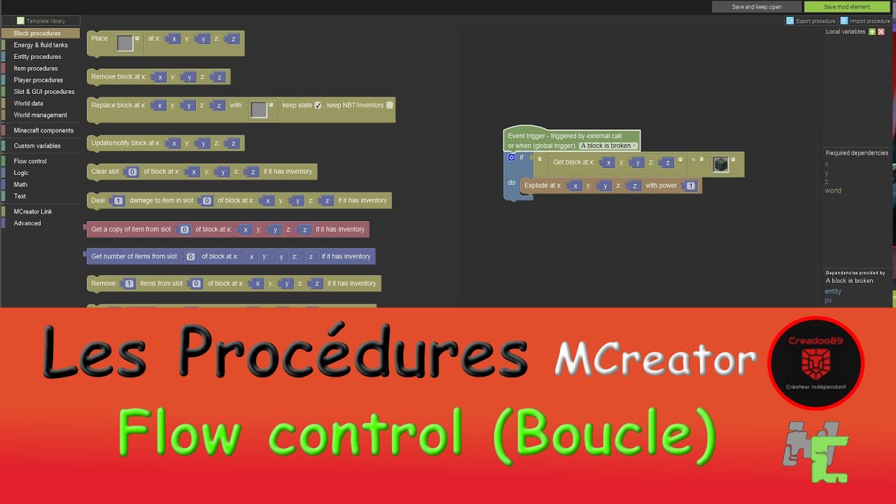 Les procédures MCreator: Flow control (Boucle) - YouTube
