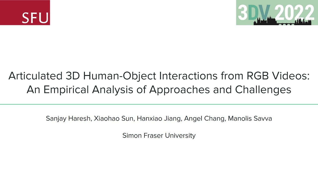 Articulated 3D Human-Object Interactions from RGB Videos (3DV 2022) - YouTube