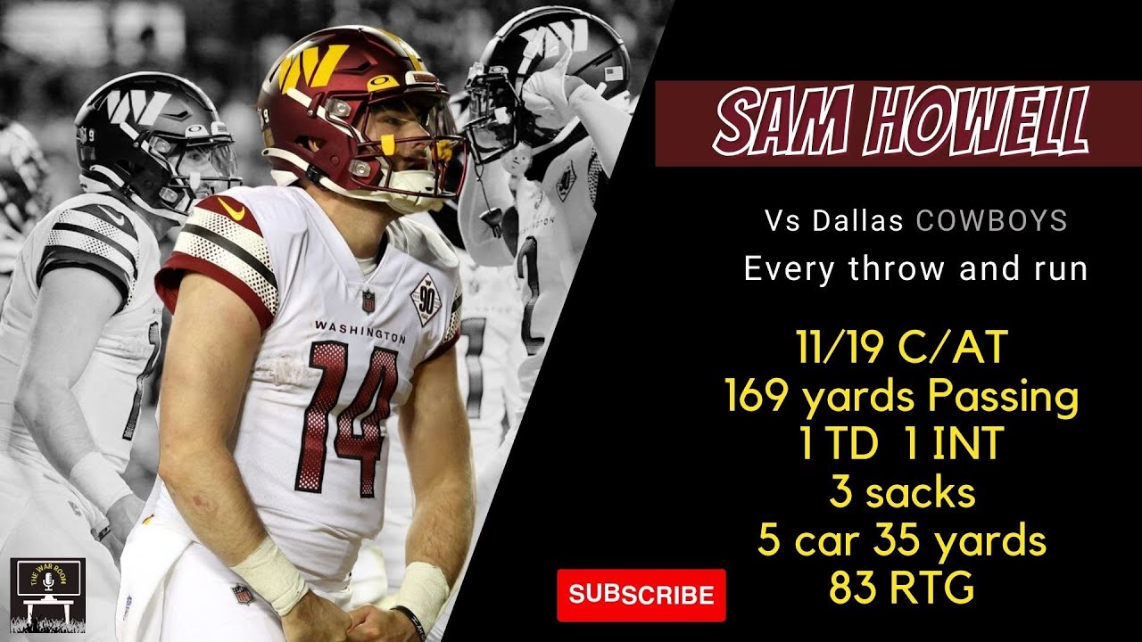 Sam Howell every throw and run | Washington Commanders vs Dallas ...