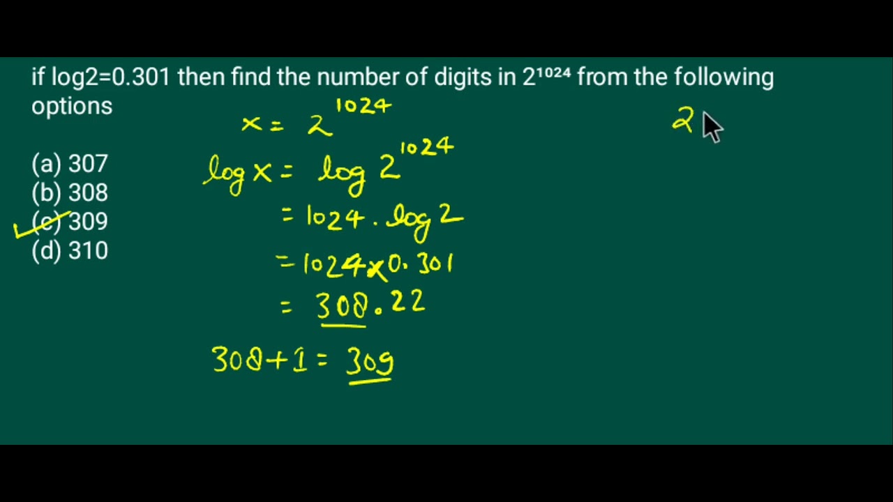 if log2=0.301 then find the number of digits in 2¹⁰²⁴ from the ...