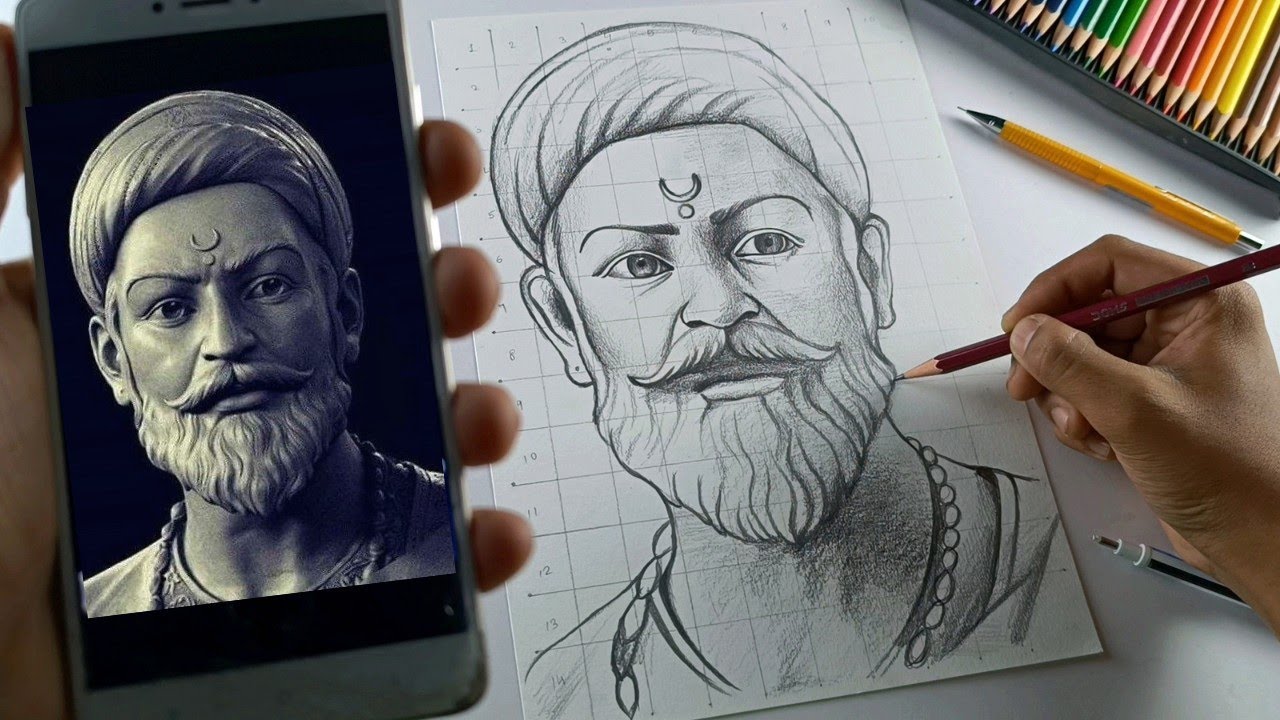Chhtrapati Shivaji Maharaj Drawing, (Outline Tutorial) - YouTube
