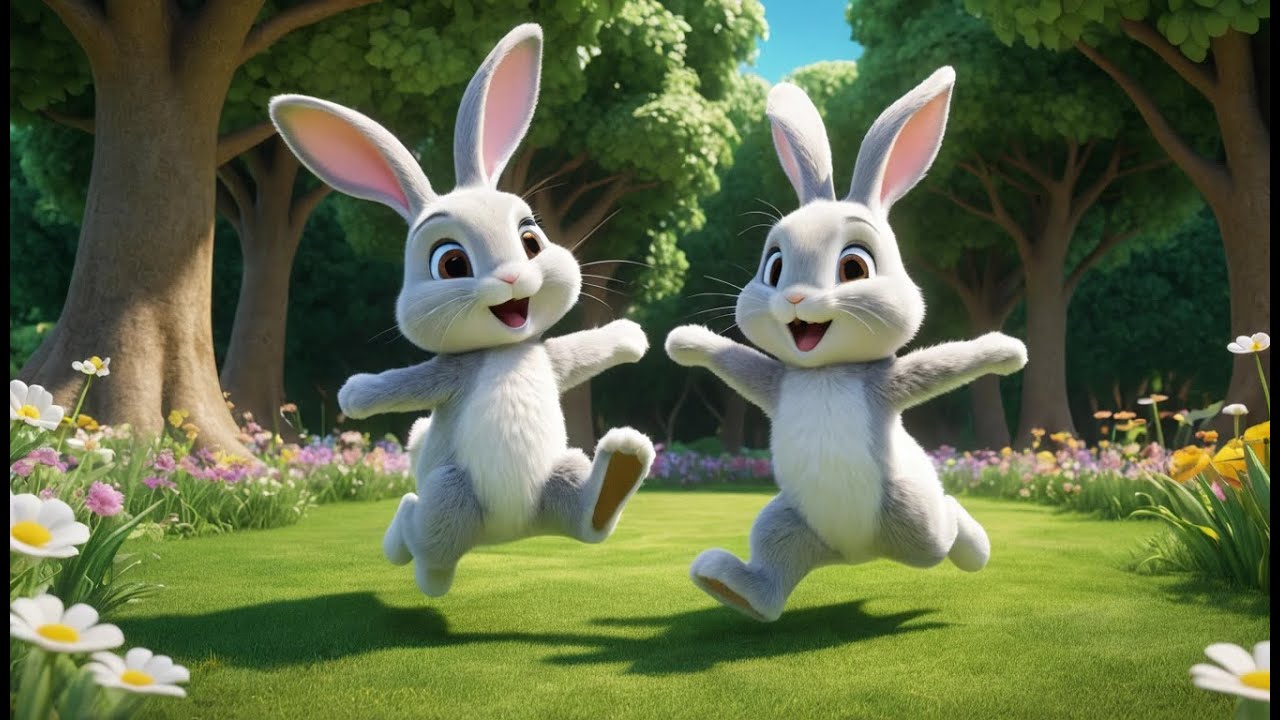 Five Little Bunnies Jumping on the Ground | Fun Nursery Rhyme for Kids ...