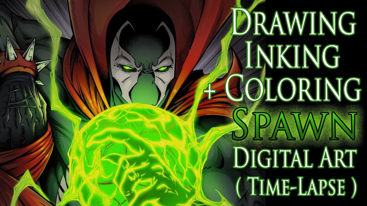 Drawing Inking + Coloring SPAWN!!! Digital Art ( Time Lapse ) - YouTube