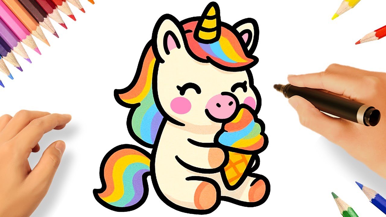 HOW TO DRAW A CUTE KAWAII UNICORN EASY 🌈💖 - YouTube