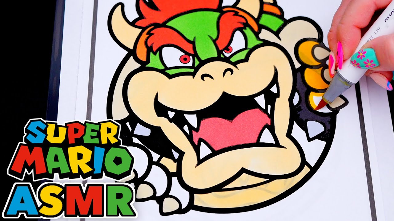 ASMR Bowser Super Mario Coloring (No Talking) - YouTube