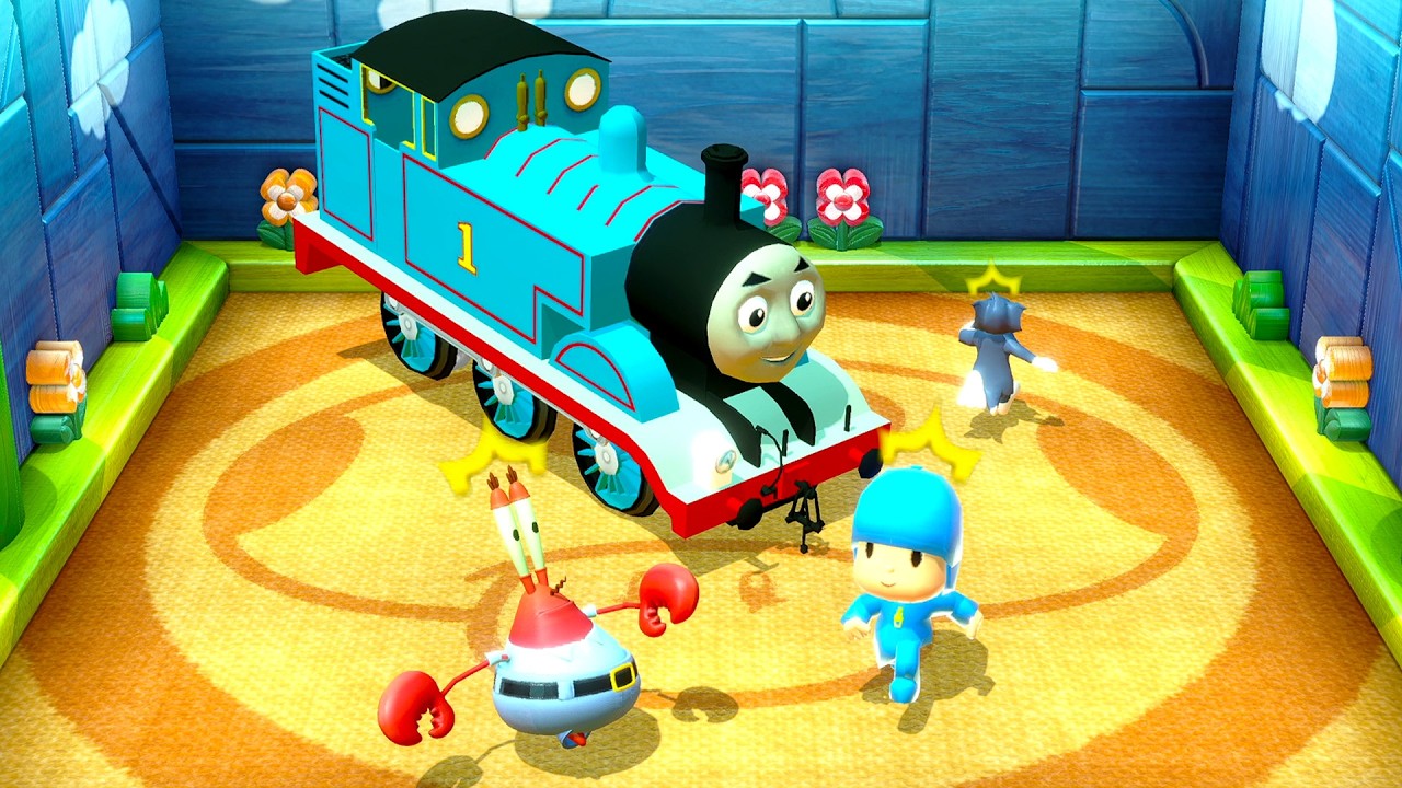 Mario Party Superstars Minigames - Thomas Vs Mr Krabs Vs Pocoyo Vs Tom ...
