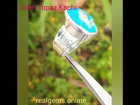 Turquoise Fairuza Silver Ring Gem Topaz Kochi Watsapp 7902673522 realgems.online
