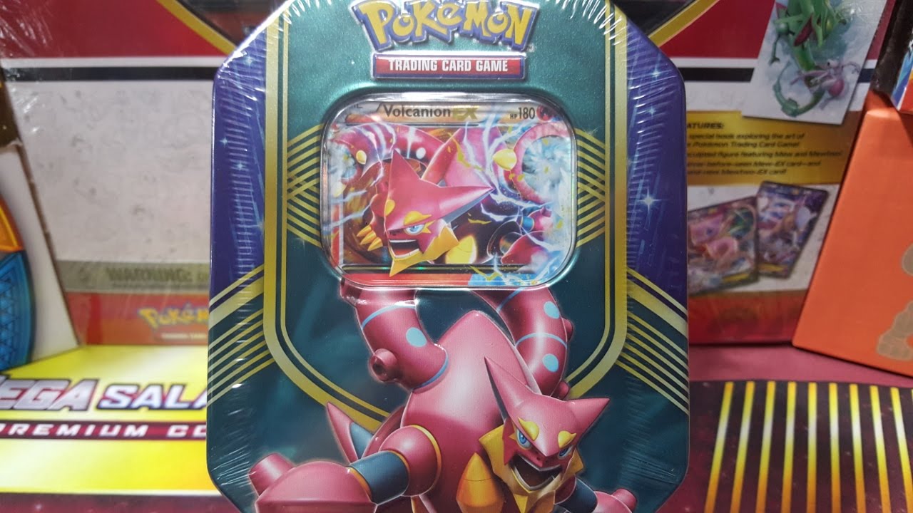 Pokemon Volcanion EX Battle Heart Tin Opening - YouTube