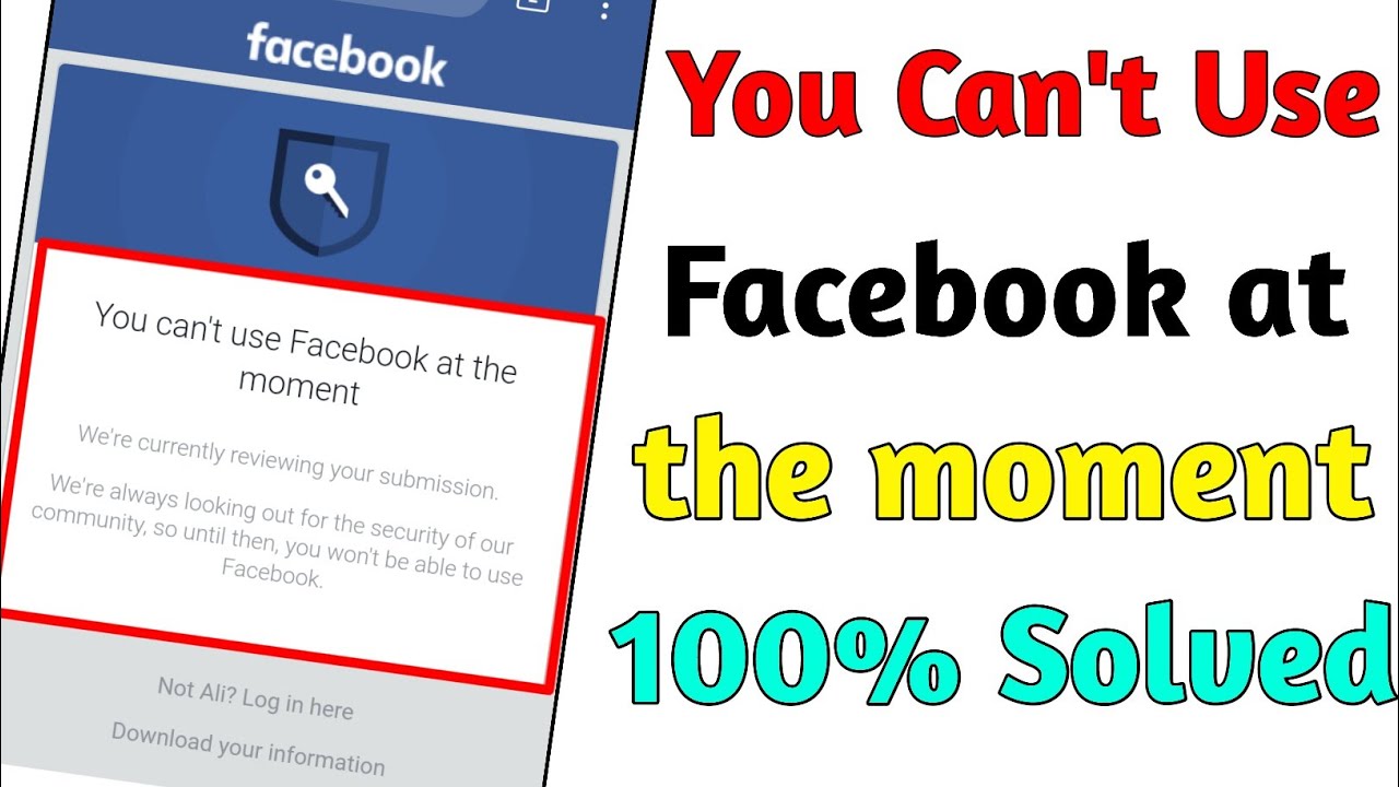 YOU CAN'T USE FACEBOOK AT THE MOMENT 2020 || 100% PROBLEM SOLVED || YOU ...