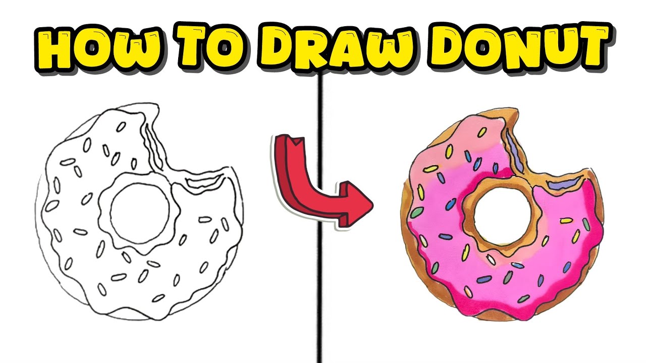 How to Draw a Tasty Donut – Follow Along Sweet and Easy Drawing ...