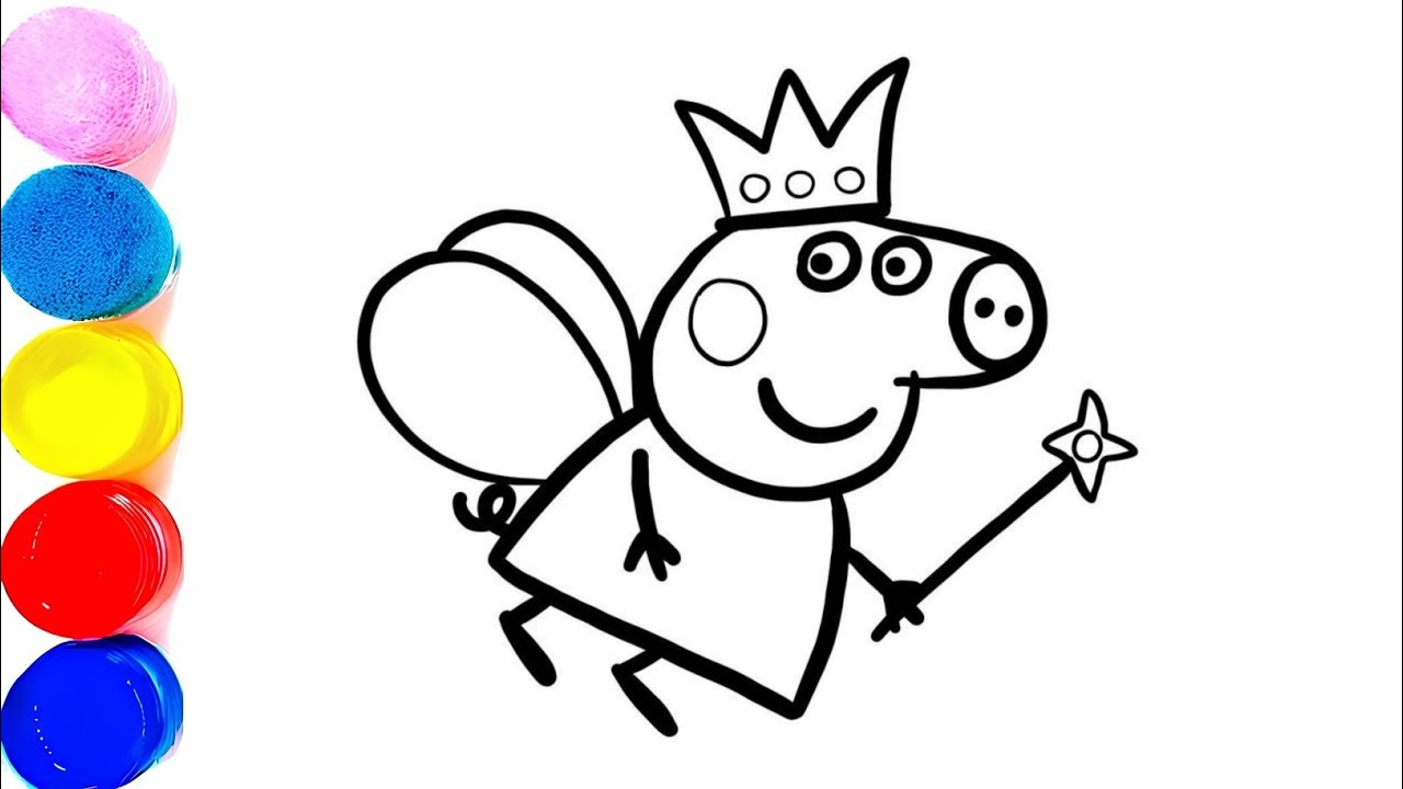 How to draw a Peppa pig for children || Peppa pig drawing and colouring ...