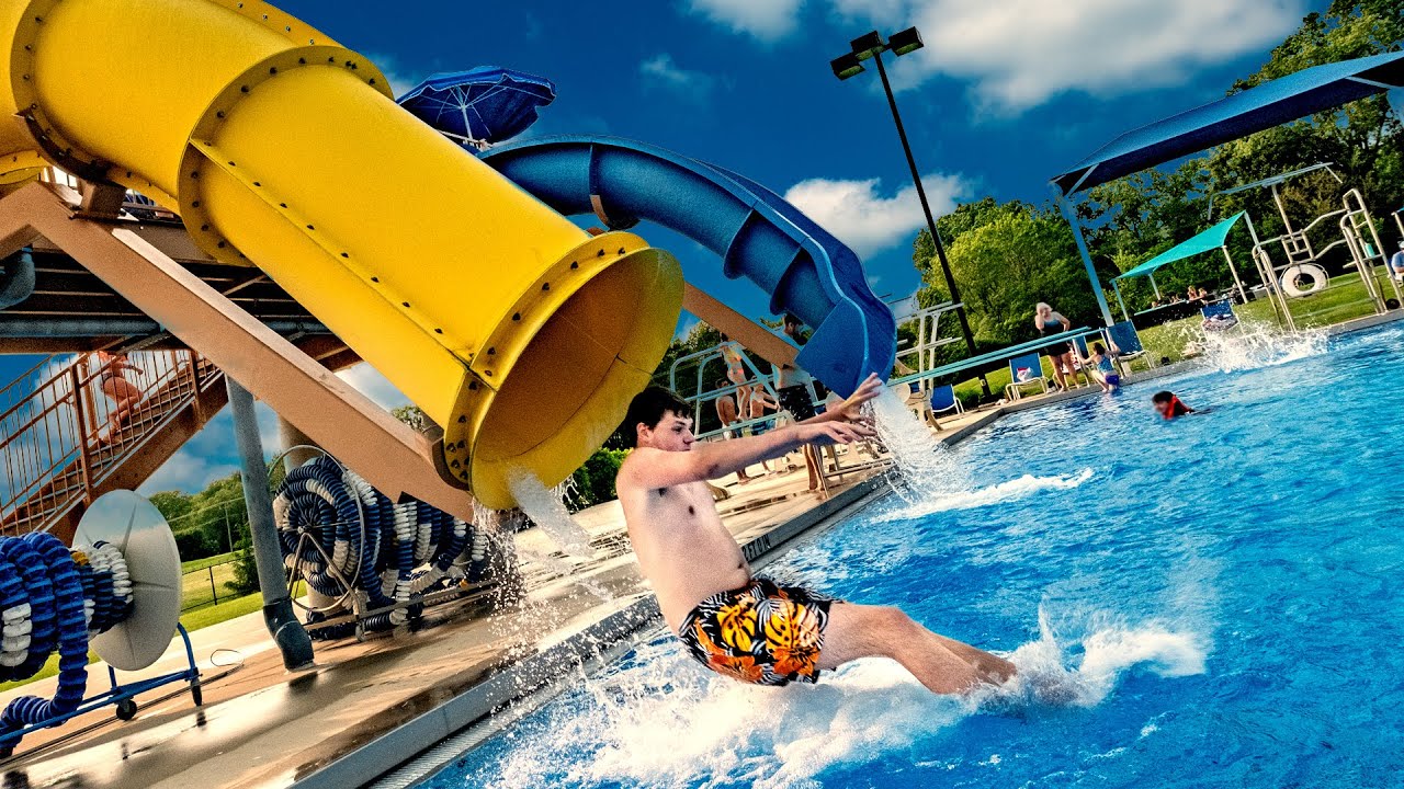Scary DROP SLIDE at Otter Cove Aquatic Park - YouTube