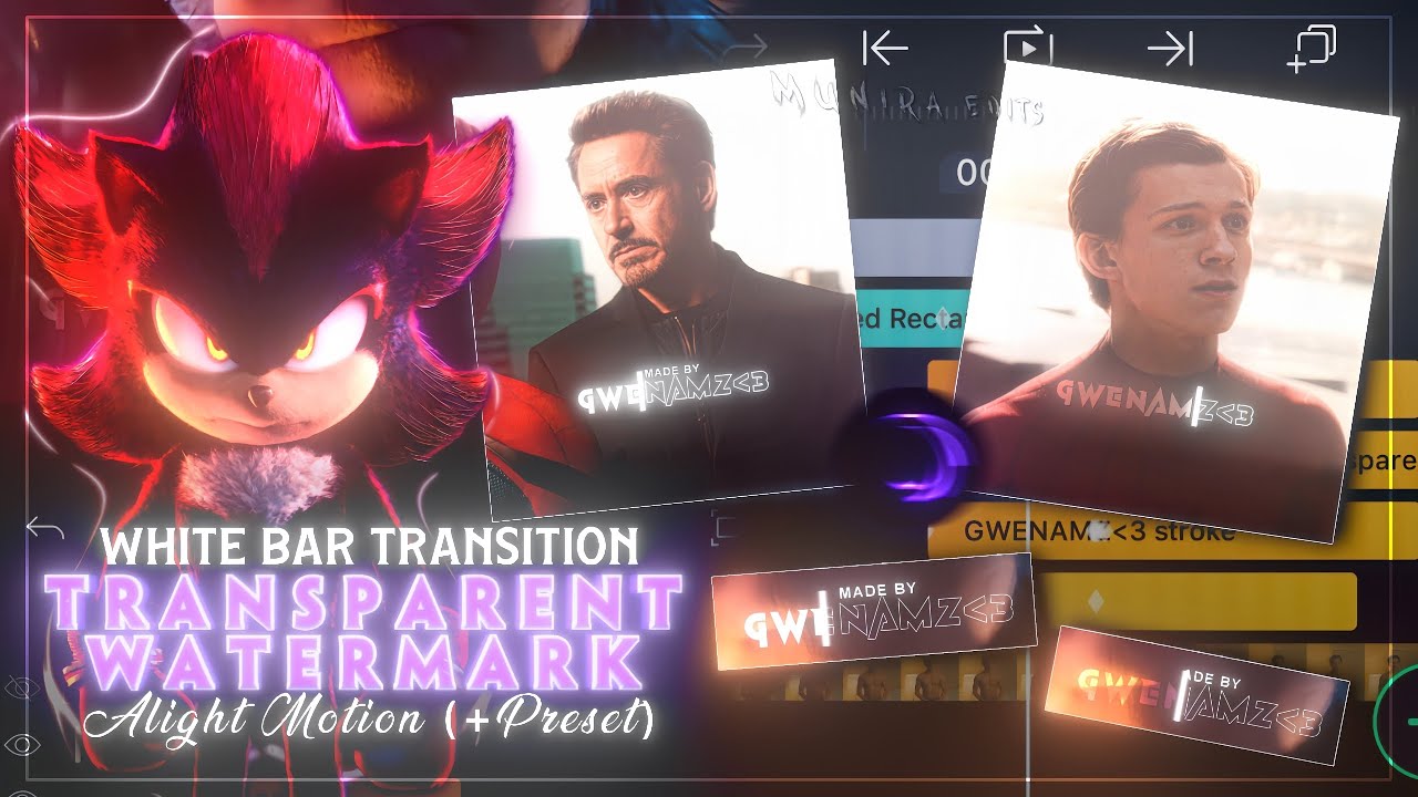 White Bar Transition to Transparent Watermark in alight motion ...