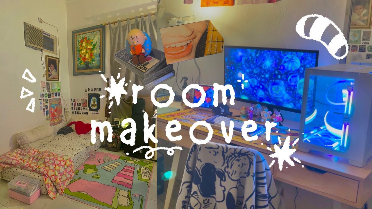cozy bedroom + desk makeover 🧃🎏 | cleaning and decorating my messy room ...