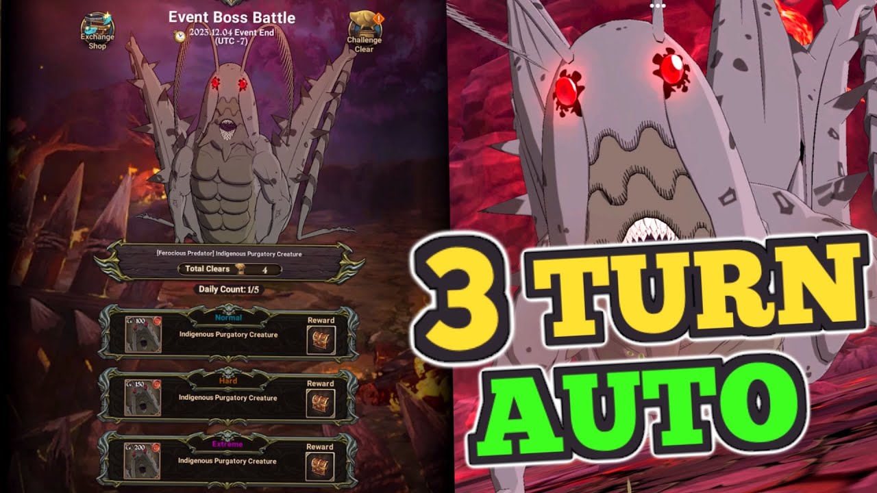3 TURN AUTO Indigenous Purgatory Creature! Seven Deadly Sins Grand ...