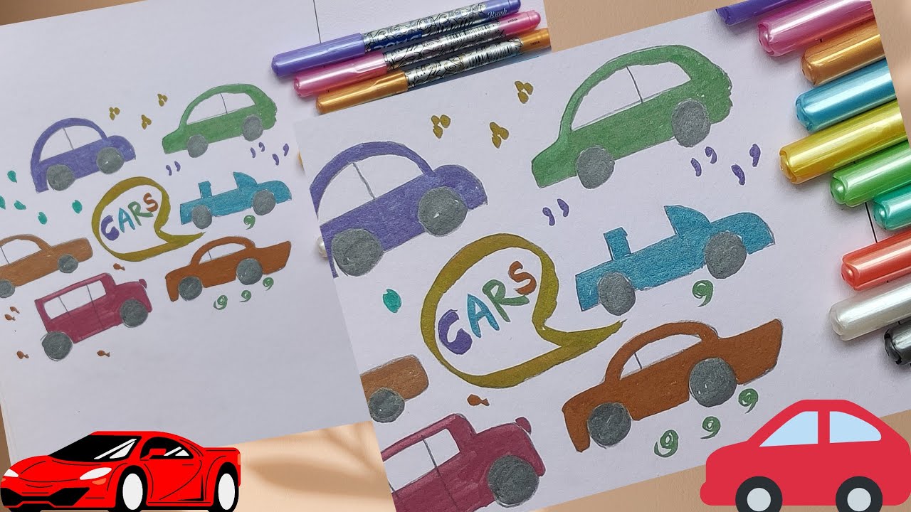 drawing cars for kids| how to draw car| drawing and colouring car for ...