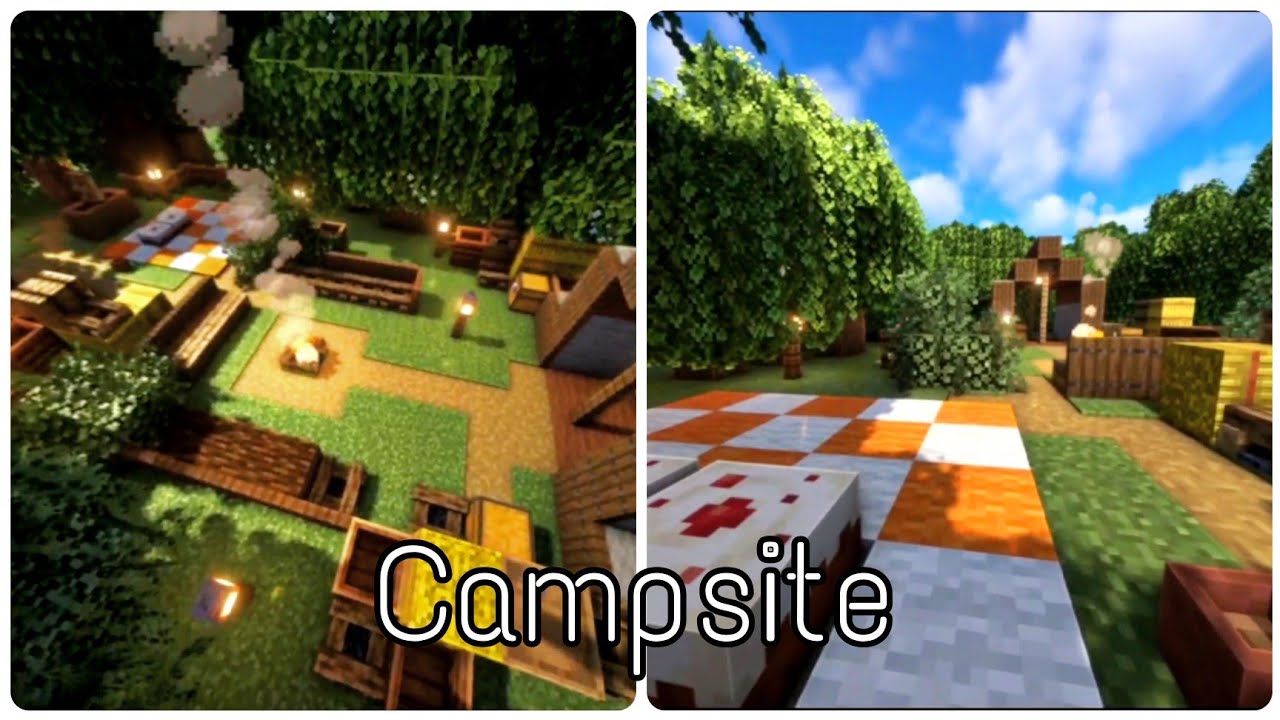 Minecraft : Campsite Build | Starter Base | - YouTube