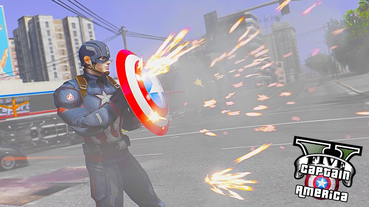 Captain America VS Minigunners ! Deflecting Bullets (GTA 5 Captain ...
