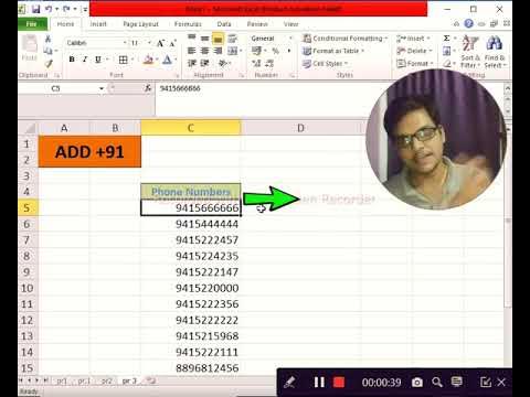 How to add +91 before number in excel. microsoft excel,excel tips,excel 91 - YouTube