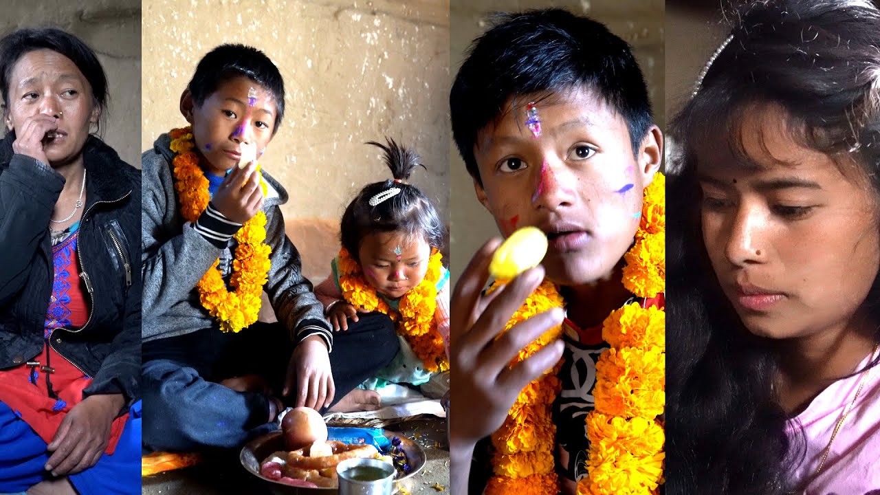 Dhanlaxmi family celebrating Tihaar Diwali festival in their house ...