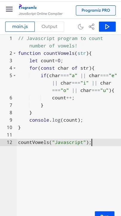 Count number of vowels in javascript. #coding #javascript #countVowels #vowels # ...
