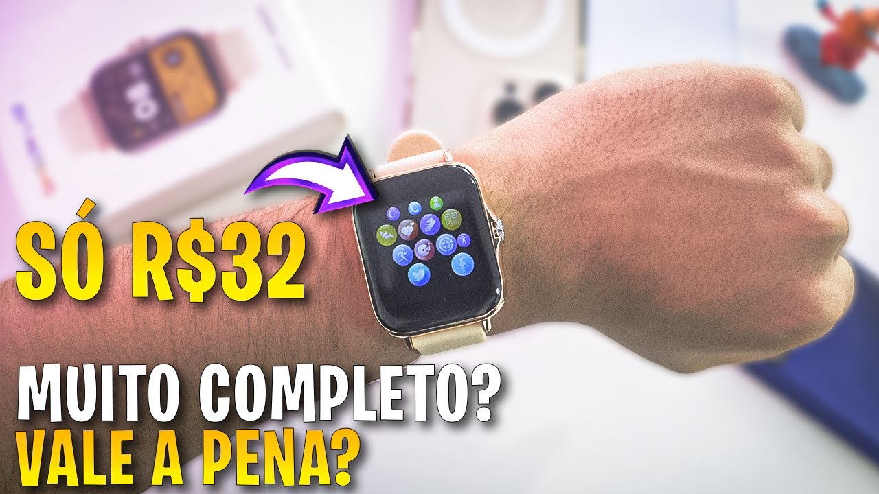 😱 COMPREI o SMARTWATCH de 32 REAIS da SHOPEE! Muito completo? Simson ...