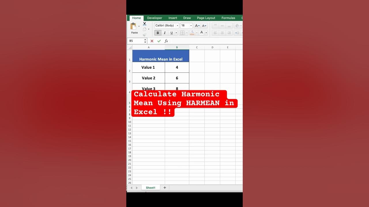 Excel Function: Calculate Harmonic Mean: HARMEAN in Excel ! #excel #shorts #ytshorts - YouTube