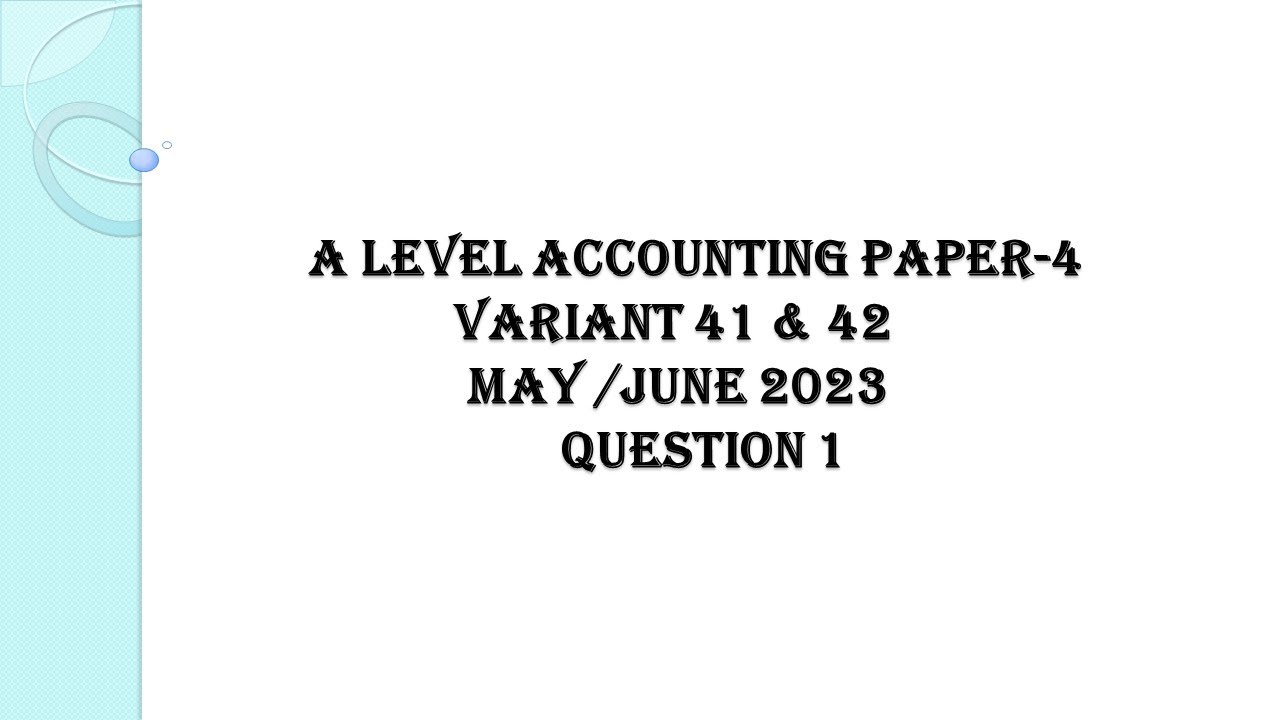ALEVEL ACCOUNTING PAST PAPER QUESTION 1 ON INVESTMENT APPRAISAL- 9706 ...