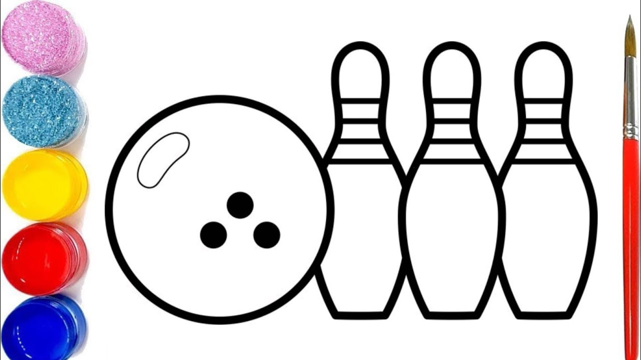 how to draw a bowling game|| learning games || very easy to draw ...